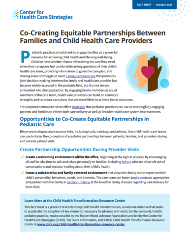 Co-Creating Equitable Partnerships Between Families and Child Health ...